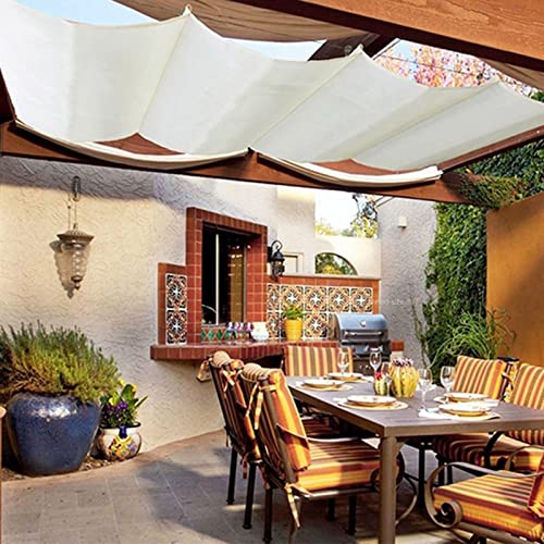 LXLIGHTS Retractable Wave Shade Sails, Easy to Install Sun Protection Awning, HDPE Ventilation Fabric U Shaped Sliding Roller Blind for Patio Roof Shade Canopy Cover