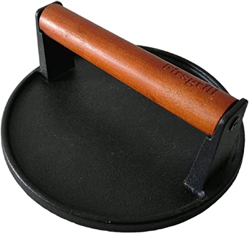 Firsgrill Burger Press 7.08" Round & 8.3‘’X4.3”Rectangle Heavy-Duty Cast Iron Smash Meat Steak With Wood Handle for Blackstone Camp chef Pitboss Weber Treager Griddle Grills (Round & Rectangle)