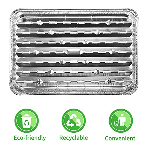 Roponan 30-Pack Disposable Grill Toppers, Aluminum Foil Grill Pans with Holes, Grill Accessories for Barbecue, Outdoor Cooking and Camping