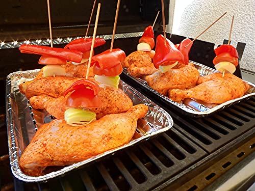 Roponan 30-Pack Disposable Grill Toppers, Aluminum Foil Grill Pans with Holes, Grill Accessories for Barbecue, Outdoor Cooking and Camping