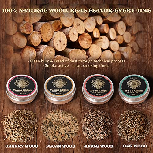 Cocktail Smoker Kit with Torch (No Butane) β Old Fashioned Kits Bourbon Whiskey Smoker Kit with 4 Wood Chips of Cherry, Oak, Apple, Pecan Chips, 4 Ice Cube, Brush,Filter,Spoon Ideal Gifts for Men