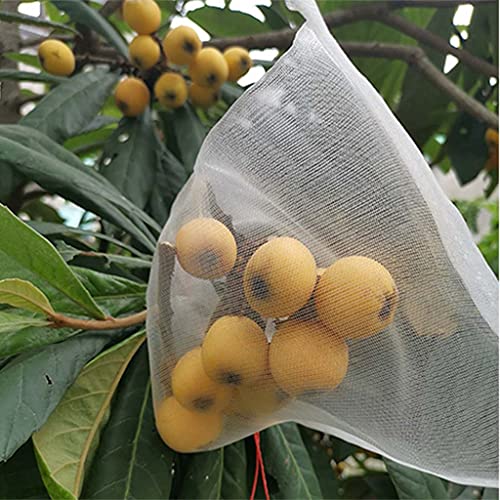ANWUYANG 50pcs Netting Barrier Bag, Garden Fruit Barrier Cover Bags, White Agriculture Drawstring Mesh Bag, Vegetable Protection from Insect (Size : 15x25cm)
