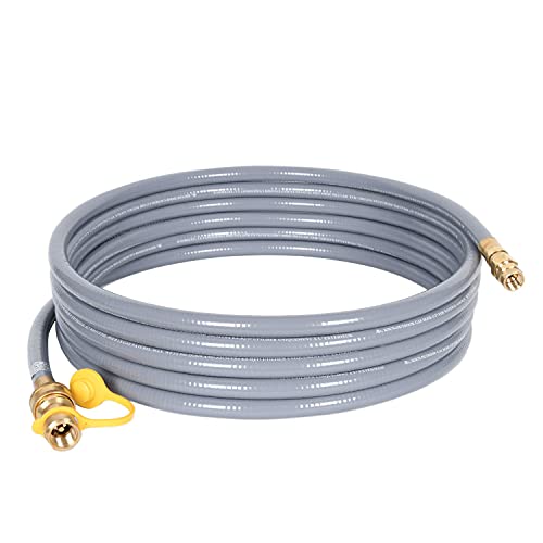 GasSaf 24 Feet 1/2" ID Natural Gas Hose with Quick Connect/Disconnect Hose Assembly with 3/8" Female Flare by 1/2" Male Flare Adapter for NG/LPG Appliance