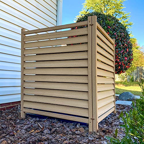 Enclo Privacy Screens EC18011 4ft H x 3ft W Waverly Outdoor Privacy Fence Panel Screen No Dig WoodTek Vinyl Louvered Kit (2-Pack), Cedar Color