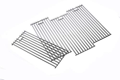 LS'BABQ Replace Parts 4-Pack Stainless Steel BBQ Grill Grates for Bull Most Models 19.25" x 7.5" OEM 16517,Steer Premium 69008,69009, Lonestar Select 87048,87049, 7 Burner Premium 18248,18249