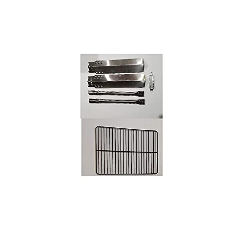 Outdoor Bazaar Set of Porcelain Steel Cooking Grids, Two Stainless Steel Replacement Heat Plates and Burners and One Crossover Channel for Charbroil Classic 280 2-Burner, G320-0200-W1, G215-0203-W