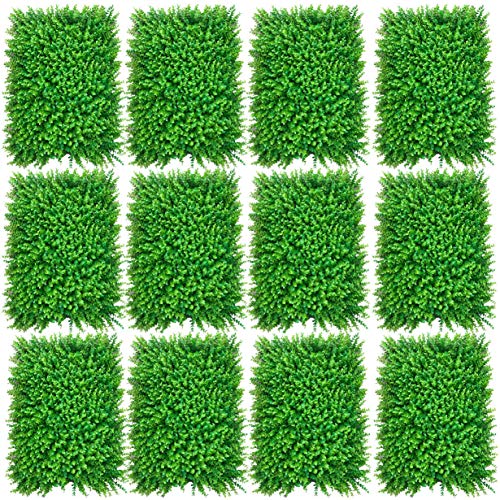 CNCEST 12pcs Artificial Simulation Boxwood Hedge Wall Plant Panel Waterproof Outdoor Plant Panels Grass Fence 60x40x4cm (12Pcs)