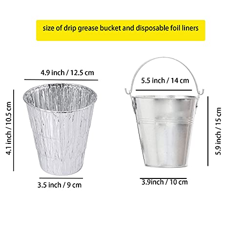 Grease Drip Bucket with 10 Pack Disposable Foil Liners Kits, Replacement for HDW152, Compatible with Traeger Smoker Grills/for OKJ/for Green Mountain Grill/for Z Grill Wood Pellet Grills & Smokers