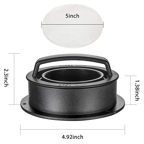 TAOUNOA Hamburger Press Patty Maker, 3 in 1 Non-Stick Burger Press with 100 Pcs Wax Paper for Making Delicious Burgers, Perfect Shaped Patties for Grilling and Cooking