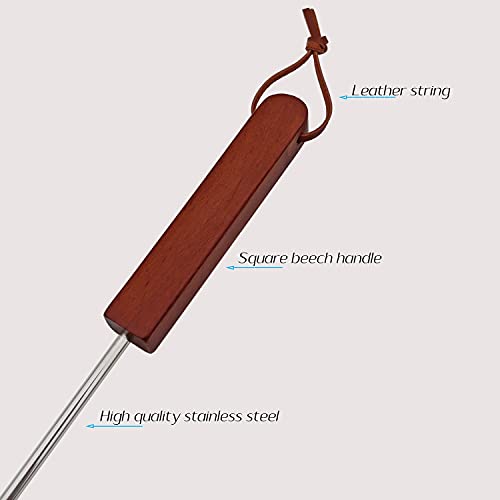 PEPKICN 18 Inches Food Flipper - Stainless Steel BBQ Meat Turner Hook with Wooden Handle (1 Pack Right-Handed)
