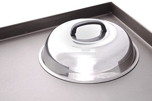 Blackstone XL Griddle Press, 5436, Cast Iron Smooth Grill Meat Press, Black & Griddle Accessories - 12 Inch Round Basting Cover - Stainless Steel - Cheese Melting Dome and Steaming Cover