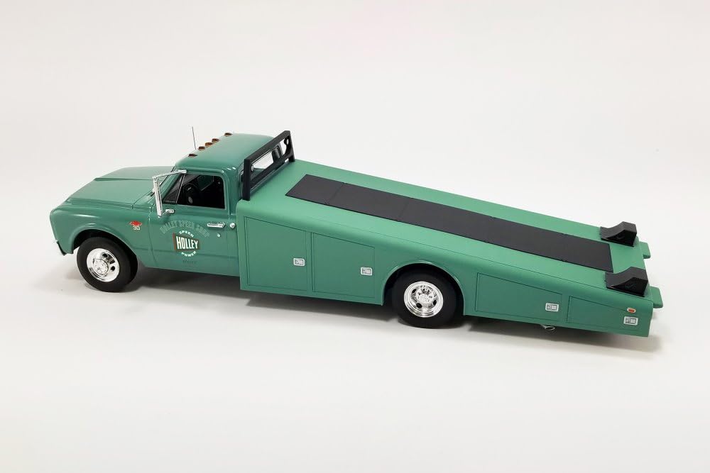 1967 Chevy C30 Ramp Truck Holley Speed Shop, Green - Acme A1801707GH - 1/18 Scale Diecast Car