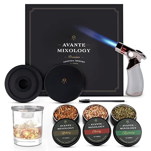 Cocktail Smoker Kit with Torch and Three Kind of Wood Chips for Whiskey & Bourbon Lovers, Whiskey Smoker Kit, Cocktail Smoker Made With Steel - Old Fashioned Smoker Kit - Gifts for Men (Butane Not Included)