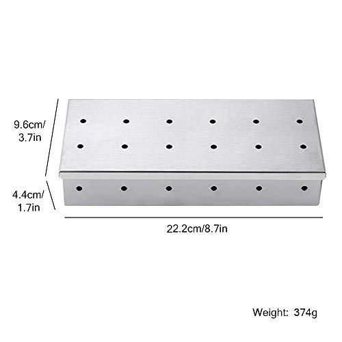 Smoker Box for BBQ Grilling Wood Chips, Stainless Steel Smoking Box Non-Warp for Barbecue, Best Grill Accessories for Charcoal Grill and Gas Grill with Large Capacity