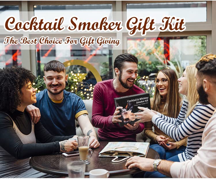 Cocktail Smoker Kit with Torch,whiskey smoker kit with Four Flavors Wood Smoked Chips,Bourbon Smoker Kit For Whiskey,Drink,Bourbon,Old Fashioned Smoker Kit For Men, Dad, Husband (Without Butane)