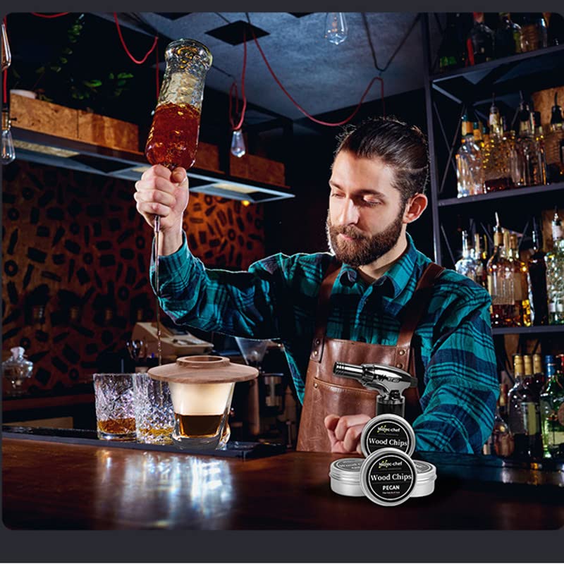 Cocktail Smoker Kit with Torch,whiskey smoker kit with Four Flavors Wood Smoked Chips,Bourbon Smoker Kit For Whiskey,Drink,Bourbon,Old Fashioned Smoker Kit For Men, Dad, Husband (Without Butane)