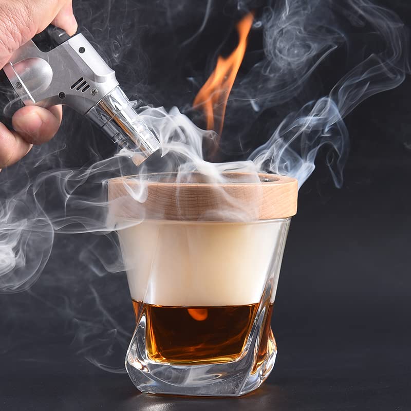 Cocktail Smoker Kit with Torch,whiskey smoker kit with Four Flavors Wood Smoked Chips,Bourbon Smoker Kit For Whiskey,Drink,Bourbon,Old Fashioned Smoker Kit For Men, Dad, Husband (Without Butane)