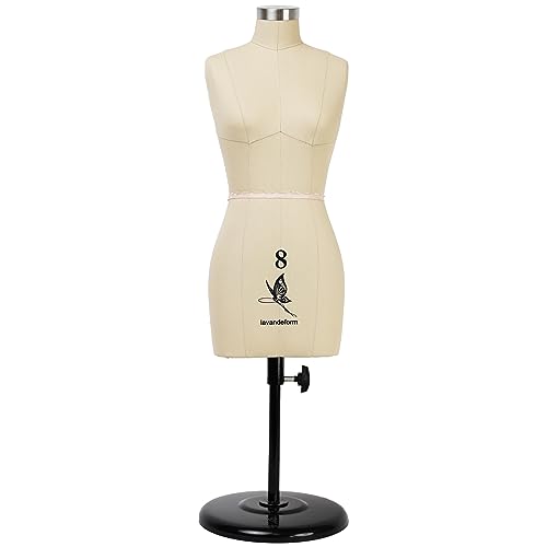lavandeform Half Scale Dress Form Pro Size 8 detailed mini version of mannequin（Not Adult Full Size Fully Pinable Dressmaker Dummy.1/2 Female Mannequin for Pattern Making (Beige, 8)