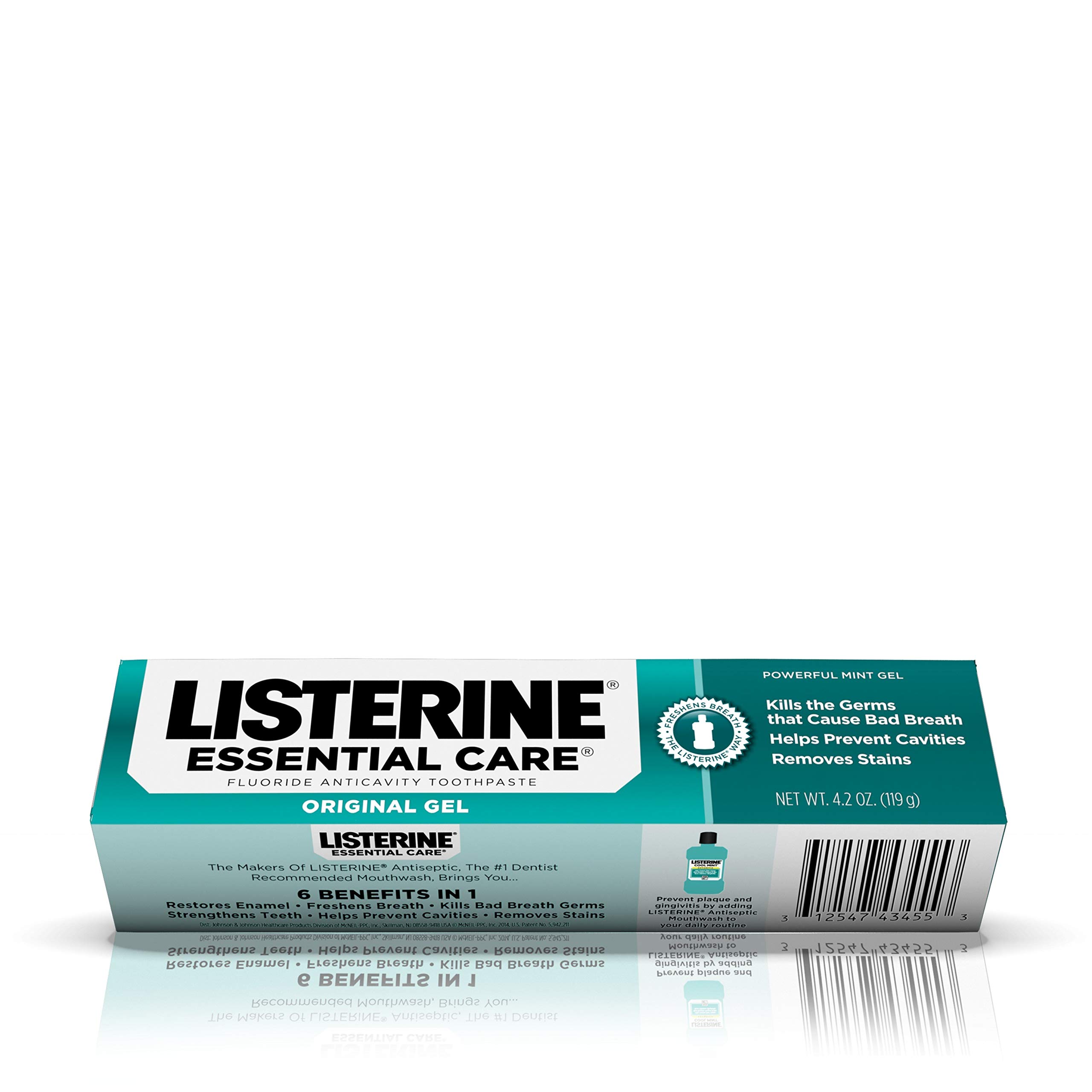 Listerine Essential Care Toothpaste, Powerful Mint Gel, 4.2 Ounce