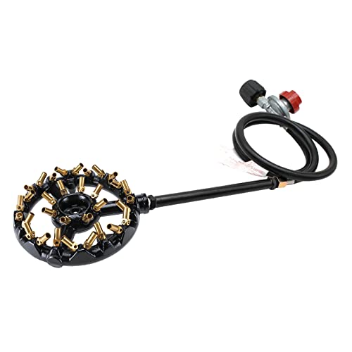 skyehomo Natural Gas Jet Burner for Chinese Wok Range, Grilling, Stir Fry | Bronze Round Nozzle Jet Burner Cast Iron with 32 Brass Tips - Up 160,000 BTU