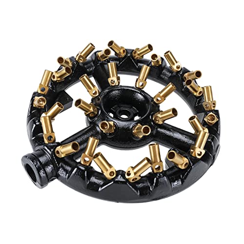 skyehomo Natural Gas Jet Burner for Chinese Wok Range, Grilling, Stir Fry | Bronze Round Nozzle Jet Burner Cast Iron with 32 Brass Tips - Up 160,000 BTU