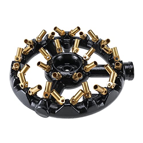 skyehomo Natural Gas Jet Burner for Chinese Wok Range, Grilling, Stir Fry | Bronze Round Nozzle Jet Burner Cast Iron with 32 Brass Tips - Up 160,000 BTU