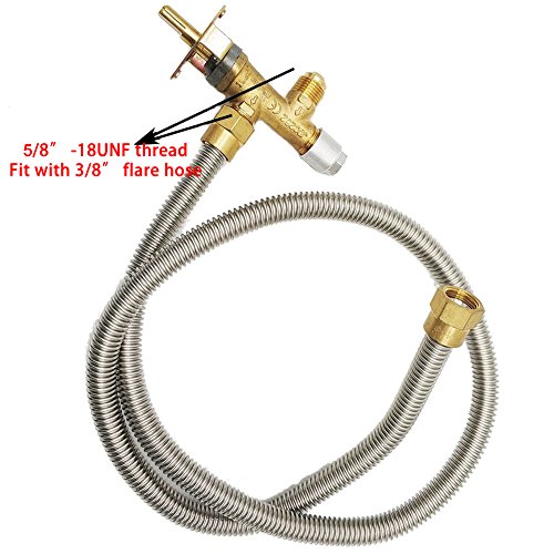 Meter Star CSA Certified Brass Safety Gas Valve for Fire Pit/Gas Grill, BBQ Grill Control Valve Assembly with 3/8" NPT(5/8UNF) Inlet and Outlet Corrugated or Flexible Hose