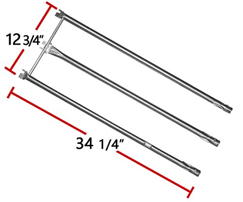 Hongso 34 1/4" SS Burner Tube Set and 24.5" Flavorizer Bars Replacement for Weber Genesis 300 Series E-310 E-320 EP-310 EP-320 S-310 S-320 Gas Grills (with Side Control Panel Only), 67722 7539 7540
