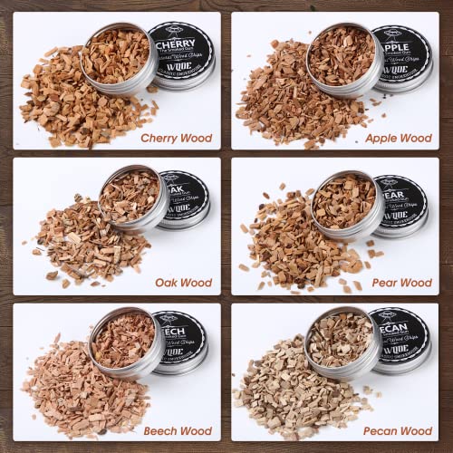 WQOE Cocktail Smoker Kit with Torch – 6 Flavors Wood Chips, Old Fashioned Smoker Kit for Infuser Whiskey, Cocktail, Bourbon, Whiskey Gifts for Men, Dad, Husband(No Butane)