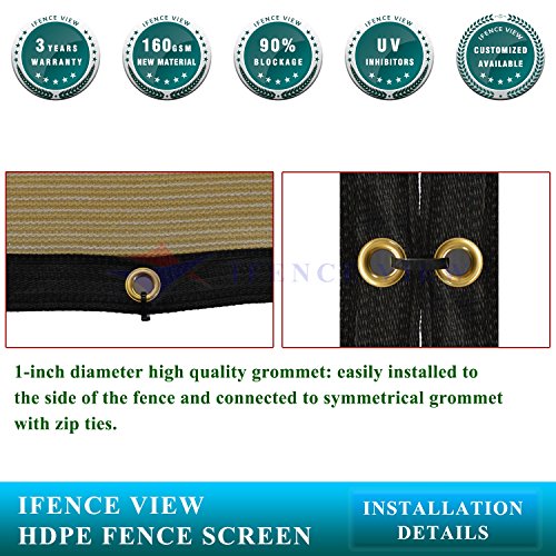 Ifenceview 4'x5' to 4'x50' Beige Shade Cloth/Fence Privacy Screen Fabric Mesh Net for Construction Site, Yard, Driveway, Garden, Railing, Canopy, Awning 160 GSM UV Protection (4'x12')