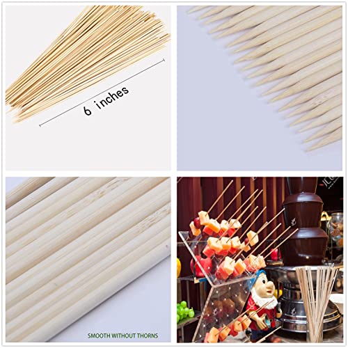 Ustace Natural Bamboo Skewers 200pcs 6'' for BBQ,Fruit Skewers, Grilling Kabob Skewers,Grilled Corn,Marshmallow,Chocolate Fountain and Party.Φ=3mm(6 inch) (A240)
