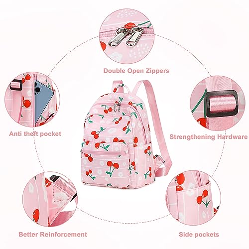 CAMTOP Mini Backpack Girls Teens Cute Cherry Small Backpack Purse Casual Travel School Bag