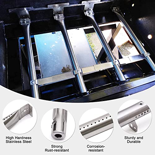Yiming Grill Replacement Parts for Charbroil 4 Burner 463211512, 463211513, 463211514 Grill Model, Grill Burner Tube (1 Burner with Bracket), Heat Tent Shield, Carryover Tube Replacement Kit.