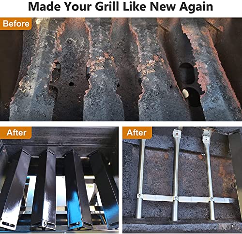 Yiming Grill Replacement Parts for Charbroil 4 Burner 463211512, 463211513, 463211514 Grill Model, Grill Burner Tube (1 Burner with Bracket), Heat Tent Shield, Carryover Tube Replacement Kit.