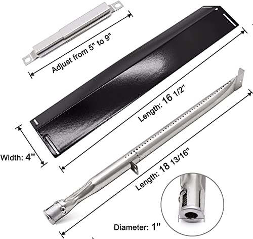 Yiming Grill Replacement Parts for Charbroil 4 Burner 463211512, 463211513, 463211514 Grill Model, Grill Burner Tube (1 Burner with Bracket), Heat Tent Shield, Carryover Tube Replacement Kit.