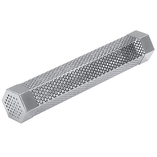 12" Stainless Steel Smoker Tube Smoker Box Hot or Cold Smoking Use Wood Pellets or Wood Chips for up to 5 hours of smoke flavor infusion