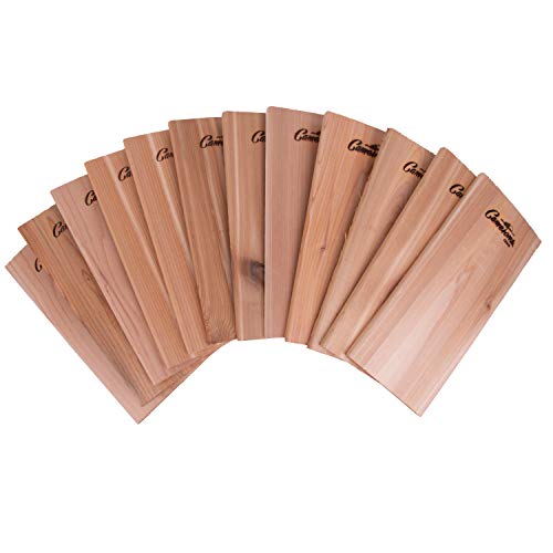 Grilling Planks - 12 Pack Cedar - Premium Extra Thick 1/2 Inch Western Cedar for Barbecue Salmon, Seafood, Steak, Burgers, Pork Chops, Vegetables and More!