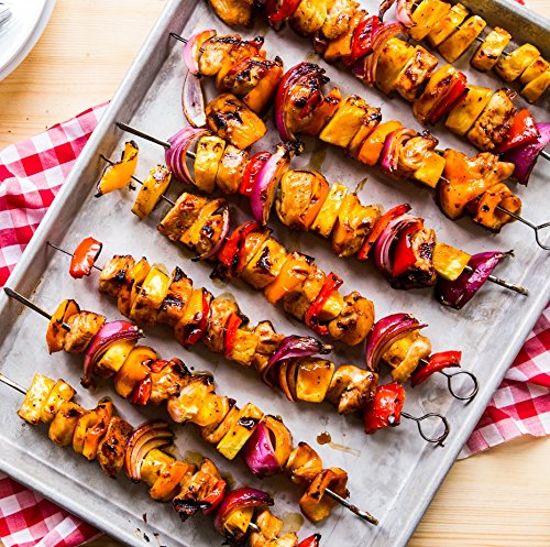 Stainless Steel Shish Kabob Flat Barbecue Grilling Skewers - 12" Flat Kebab Sticks Grill Tools BBQ Accessories (12 Pack)