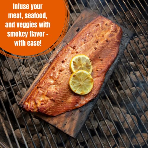 Grilling Planks - 12 Pack Cedar - Premium Extra Thick 1/2 Inch Western Cedar for Barbecue Salmon, Seafood, Steak, Burgers, Pork Chops, Vegetables and More!