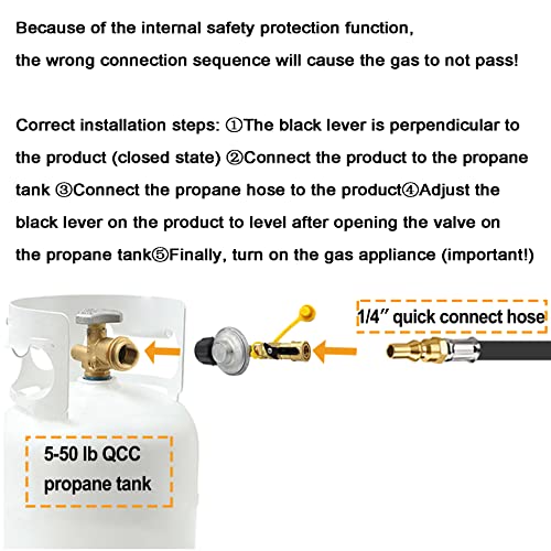 Propane Quick Connect Adapter,1/4 "Quick Connect Fittings,Connect 5-60Lb Propane Tank to Grill,For heaters, Grills,Propane Regulator,RV Propane Regulator,Propane Quick Connect,Propane Tank Regulator
