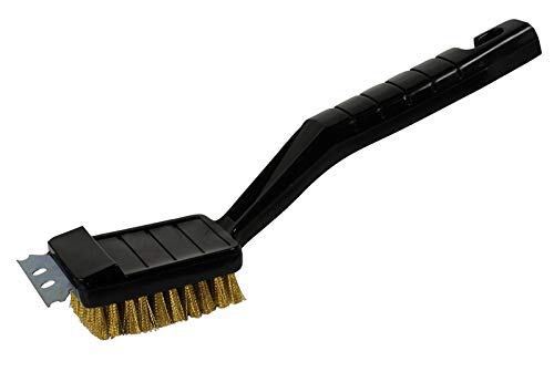 Quickie Grill Scrubbing Brush, Black, Crimped Bristles for Grill Cleaning with Scraper for Grill Grime