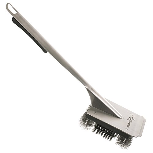 Grillinator 18" BBQ Grill Brush for Charcoal, Pellet, Infrared & Gas Grills - Dual Direction Steel Bristles Clean & Scrape The Entire Grill at The Same Time - Steel Handle & Replaceable Heads