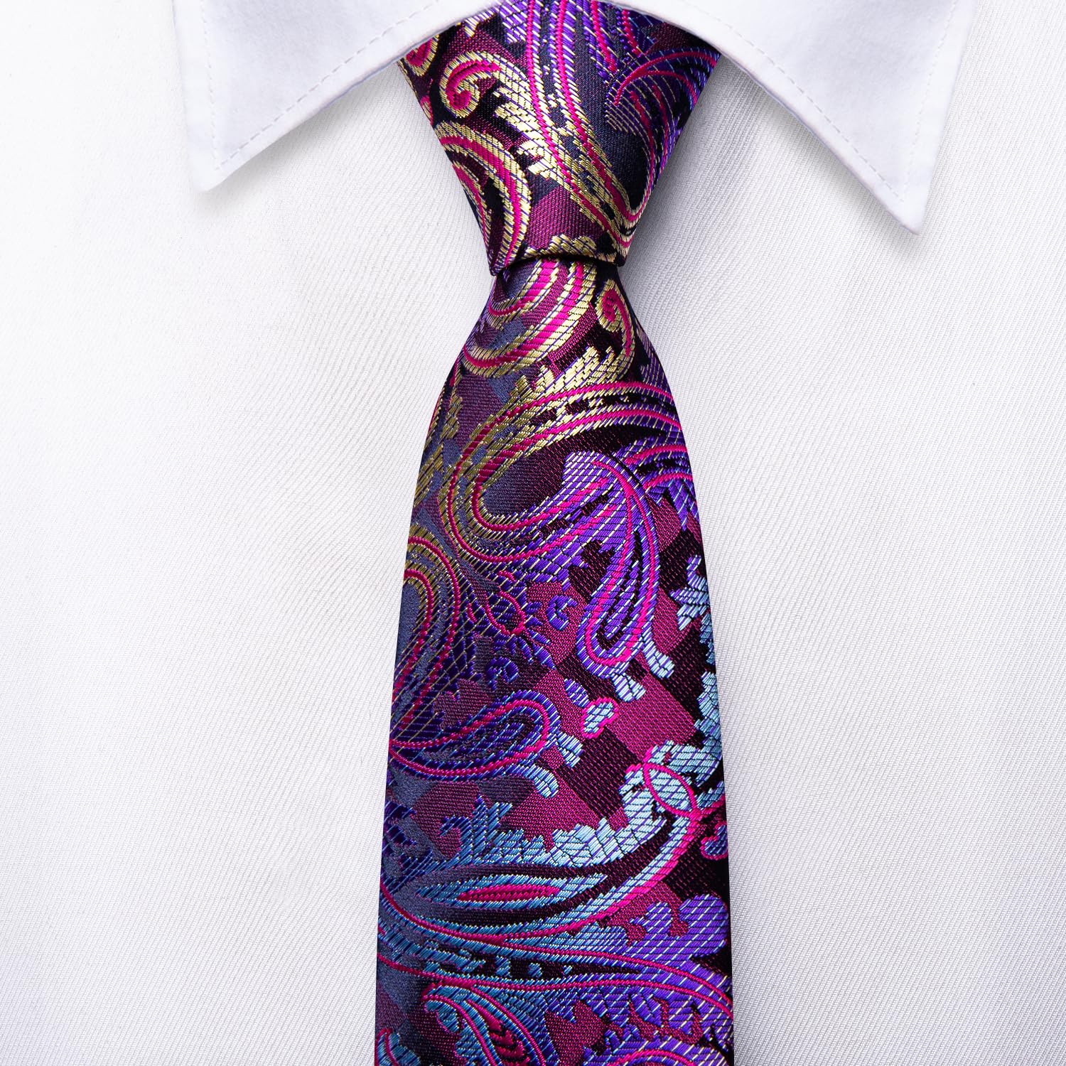 Hi-Tie Silk Boys Tie 8-14 Self-Tied Ties for Boy Paisley Solid Kid Necktie and Pocket Square Set for Wedding,Purple