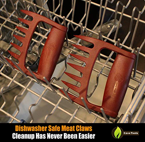 Cave Tools Talon-Tipped Meat Claws for Shredding Pulled Pork, Chicken, Turkey, and Beef- Handling & Carving Food - Barbecue Grill Accessories for Smoker, or Slow Cooker - Merlot