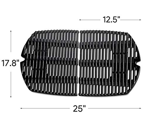 soldbbq 7646 7584 Replacement Cooking Grates for Weber Q300 Q320 Q3000 Q3200 Series Gas Grills, Matte Cast Iron Cooking Grate Replacement Parts for Weber 7646 7584