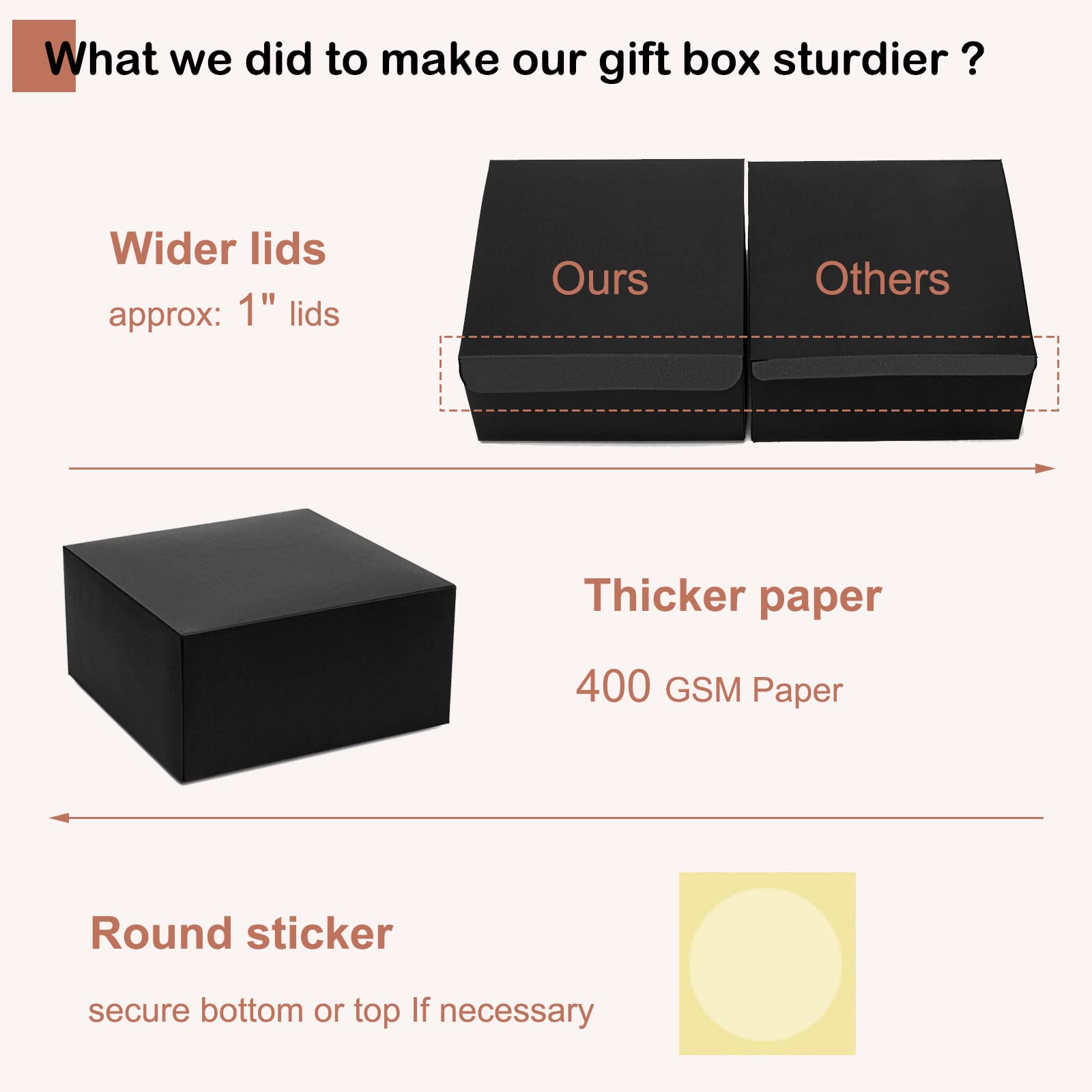 Mcfleet Black Gift Boxes with Lids 10x10x5 Inches 10 Pack Groomsmen Proposal Cardboard Gift Box for Presents, Christmas, Wedding, Graduation, Holiday, Birthday Craft Present Packaging