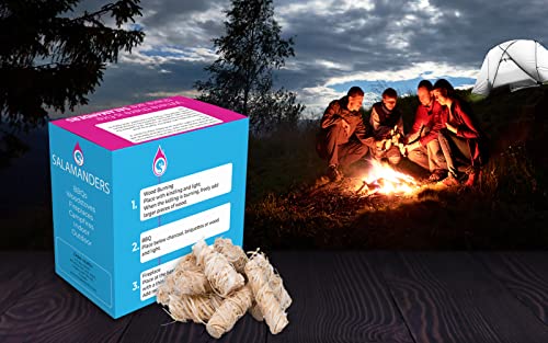 Salamanders Fire Starters 32 pcs | Natural Firestarter's for BBQ, Campfires, Fireplace, Charcoal, Wood Stove, Fire Pit, Pizza Oven and Smokers | All Weather, Non-Toxic | Indoor/Outdoor Use