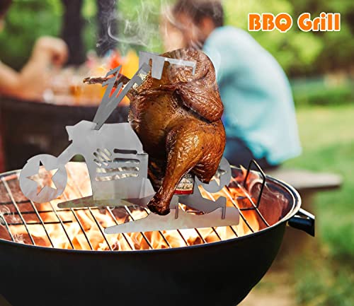 Motorcycle Beer Can Chicken Holder for Grill, Portable Beer Chicken Stand, Roast Chicken Rack for Outdoor BBQ (Five-Pointed Star)