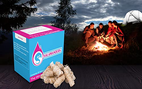 Salamanders Fire Starters 32 pcs | Natural Firestarter's for BBQ, Campfires, Fireplace, Charcoal, Wood Stove, Fire Pit, Pizza Oven and Smokers | All Weather, Non-Toxic | Indoor/Outdoor Use