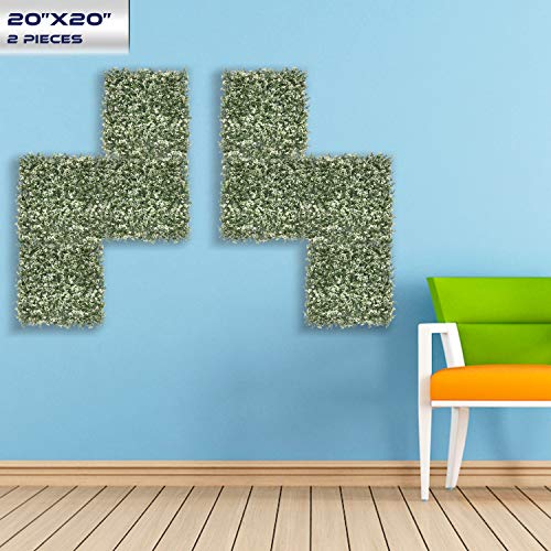 Windscreen4less Artificial Faux Ivy Leaf Decorative Fence Screen 20'' x 20" Boxwood/Milan Leaves Fence Patio Panel, Buxus White 2 Pieces
